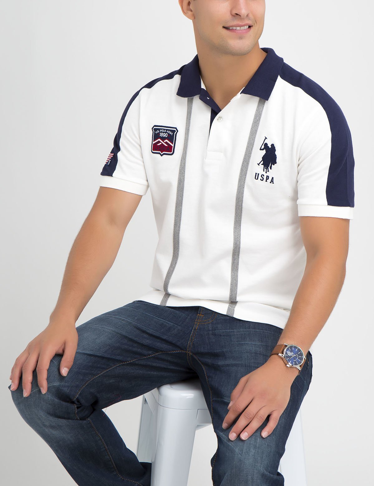 PATCHED USA VERTICAL POLO SHIRT– U.S. Polo Assn.